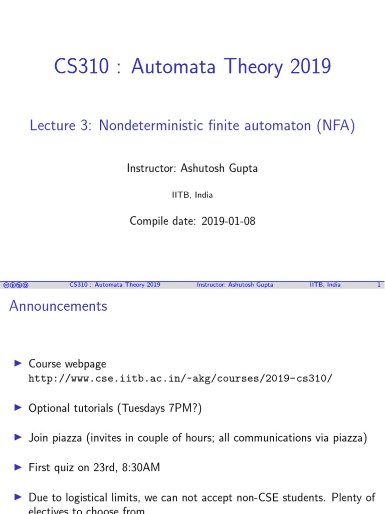 Lec-03 - Nondeterministic Finite Automaton (NFA) | PDF | Computational Science | String ...