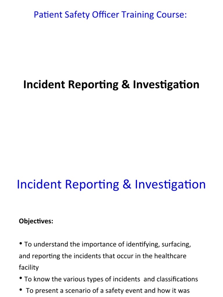 Incident Reporting & Investigation | PDF | Orthopedic Surgery | Patient ...