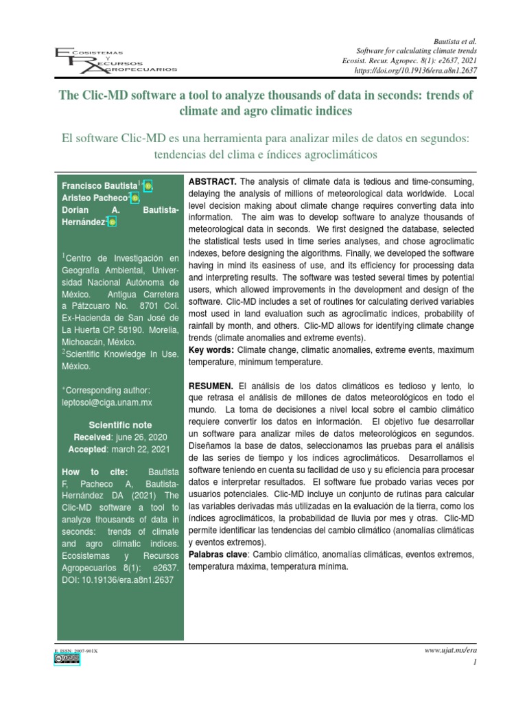 Clic-MD: Climate Data Analysis Software | PDF | Evapotranspiration ...