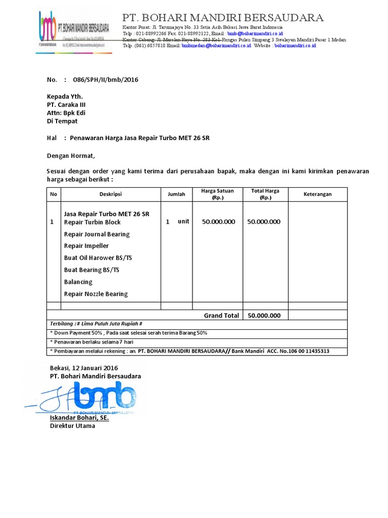 Contoh Surat Penawaran Harga | PDF