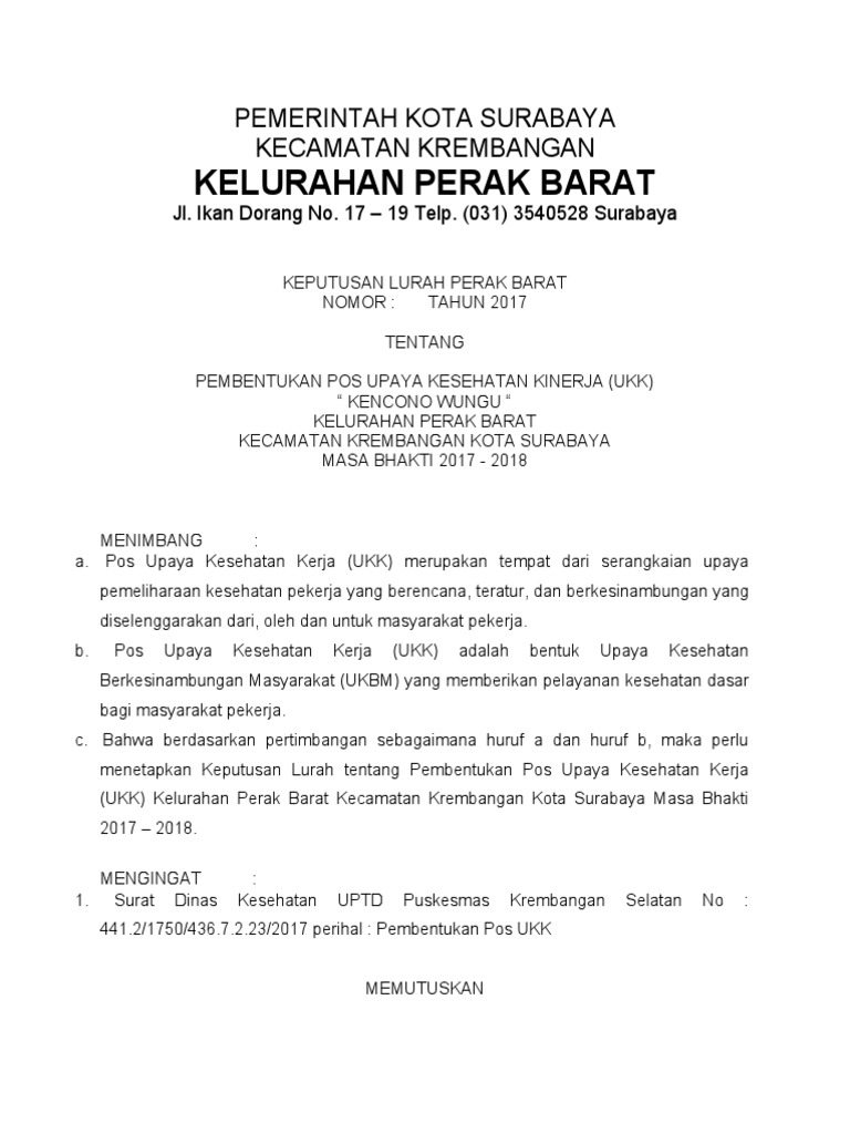 Contoh SK POS UKK | PDF