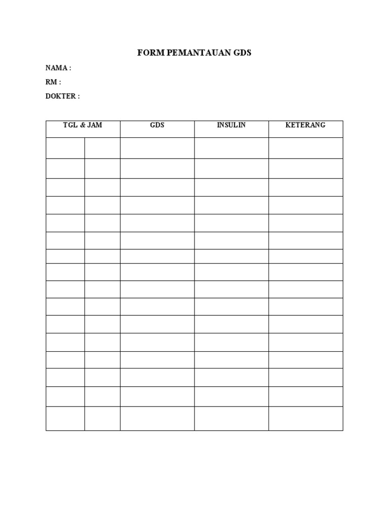 Form Pemantauan Gds | PDF