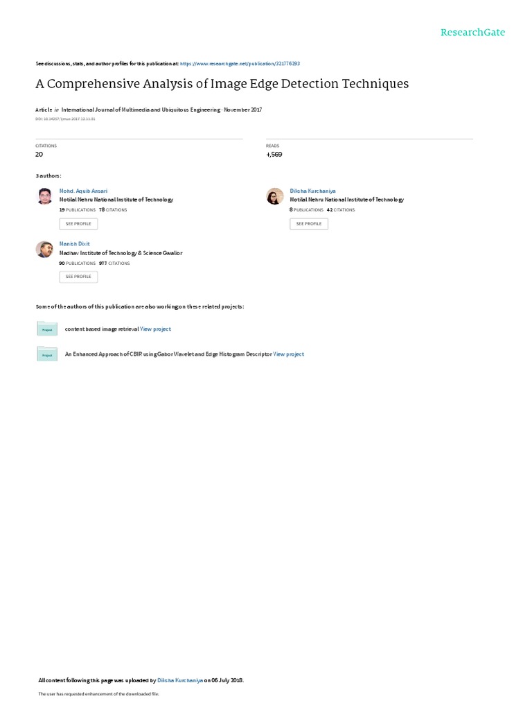 A Comprehensive Analysis of Image Edge Detection Techniques | PDF ...