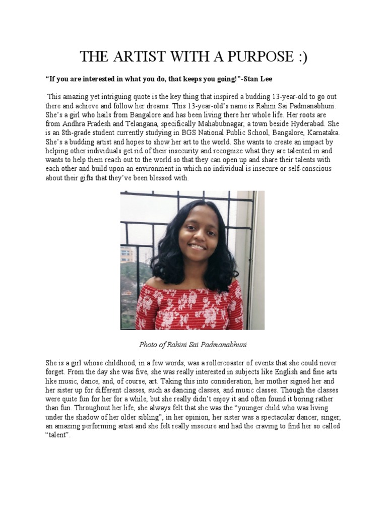 Life Story of Rahini Sai Padmanabhuni | PDF | Attention Deficit ...