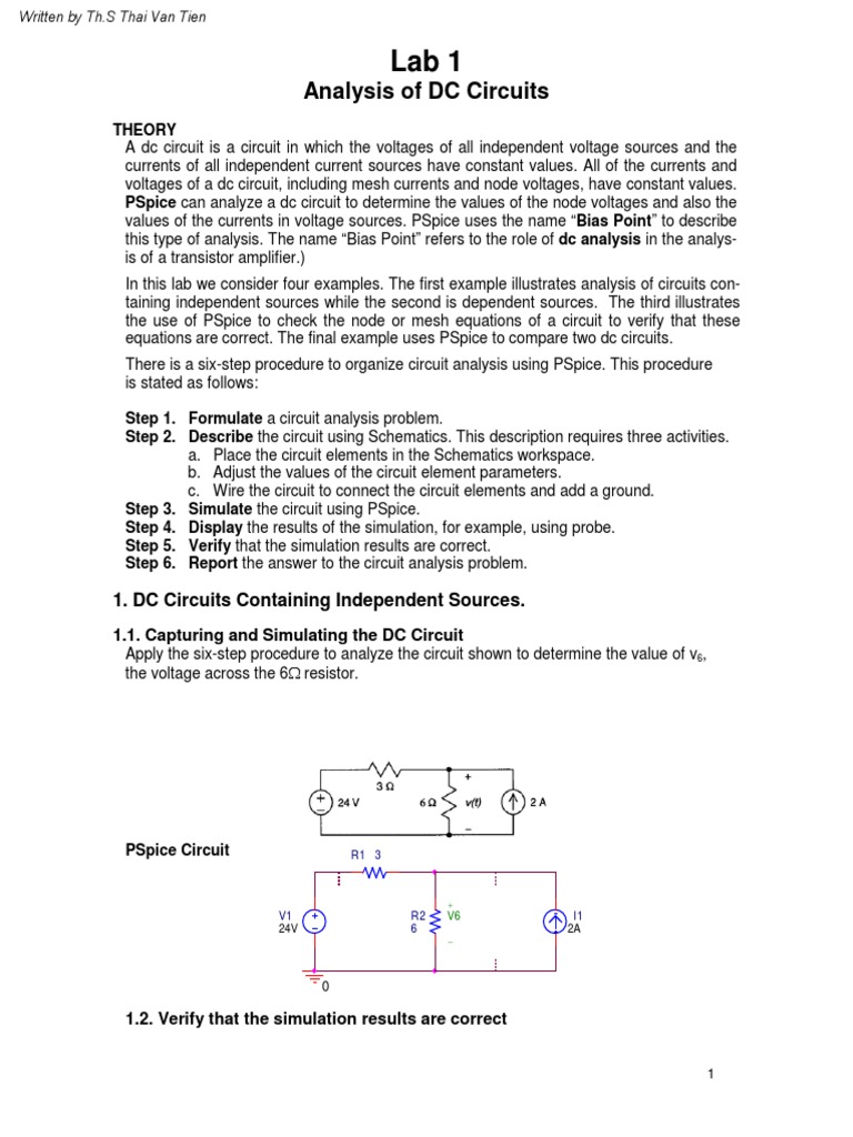 Lab 1 - Analysis of DC Circuits | PDF | Electrical Network | Network ...