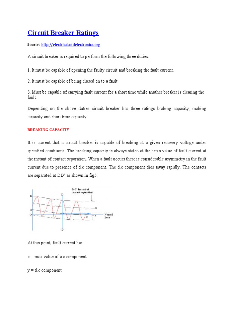 Circuit Breaker Ratings | PDF | Power Engineering | Power (Physics)