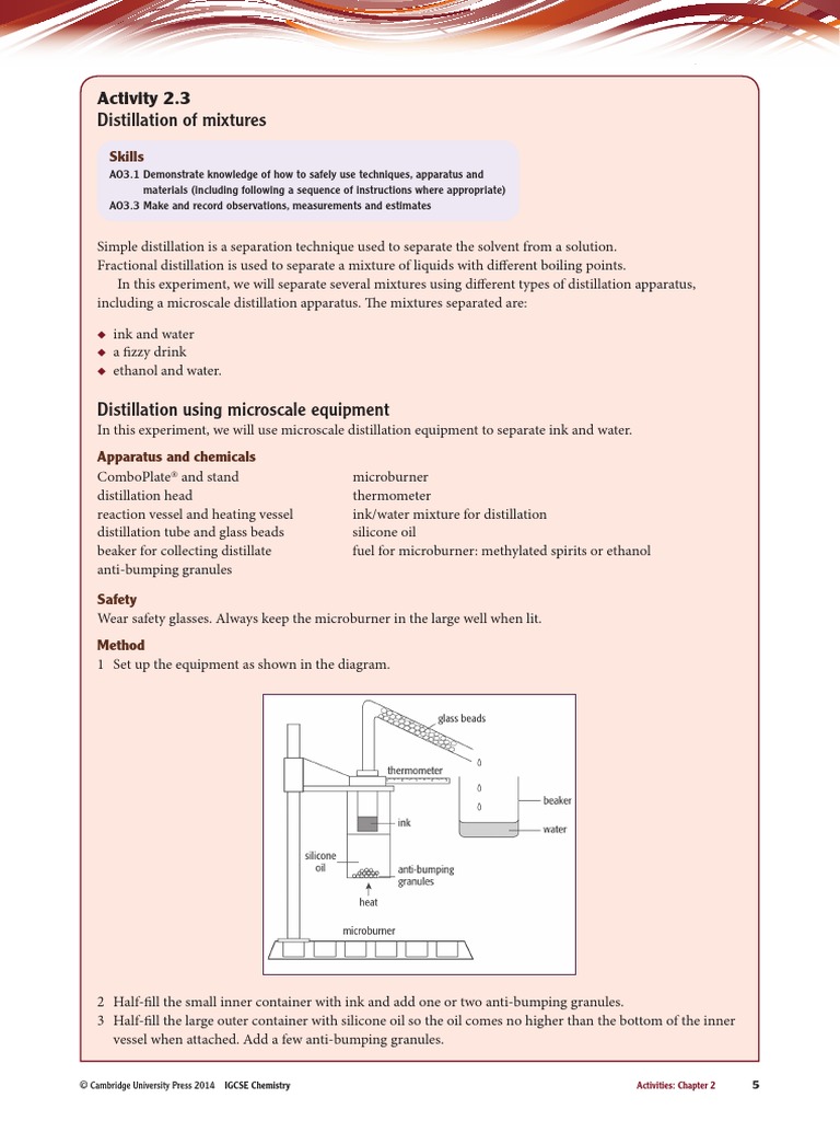Distillation of Mixtures: Activity 2.3 | PDF | Distillation | Water