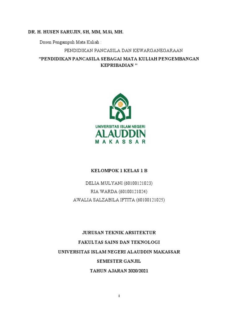 Ppkn Sebagai Mata Kuliah Pengembangan Kepribadian Pdf