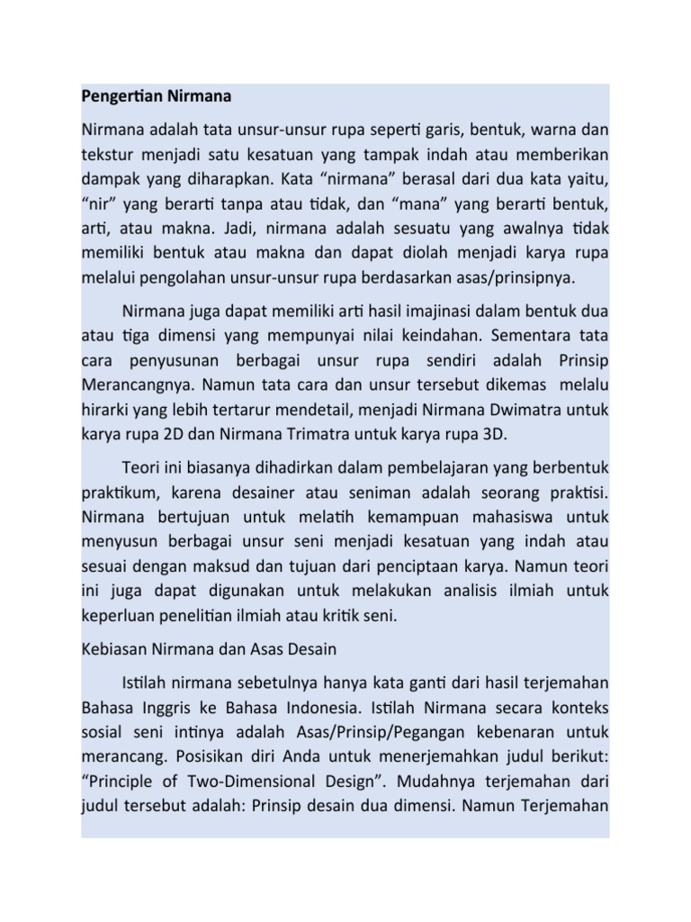 Pengertian Nirmana | PDF