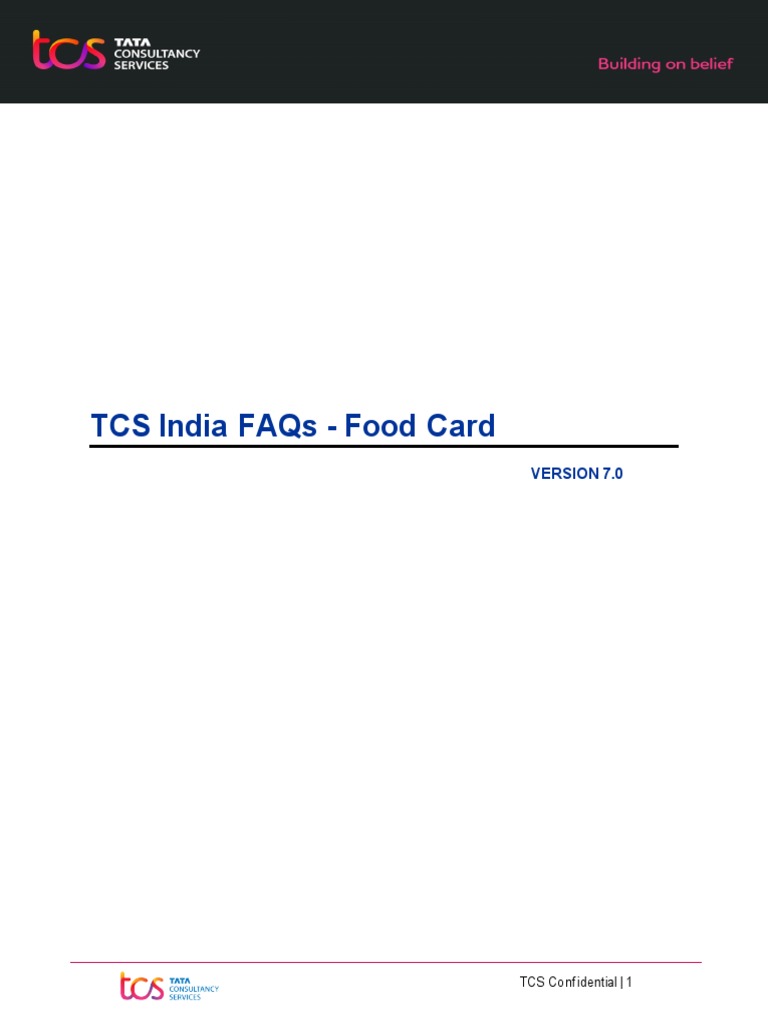 Tcs India Faqs - Food Card | PDF | Personal Identification Number ...