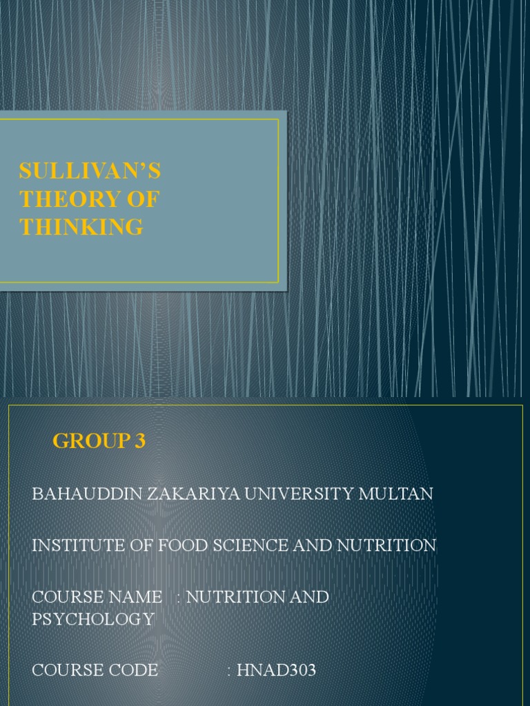 SULLIVAN'S THEORY OF THINKING New | PDF | Adolescence | Thought