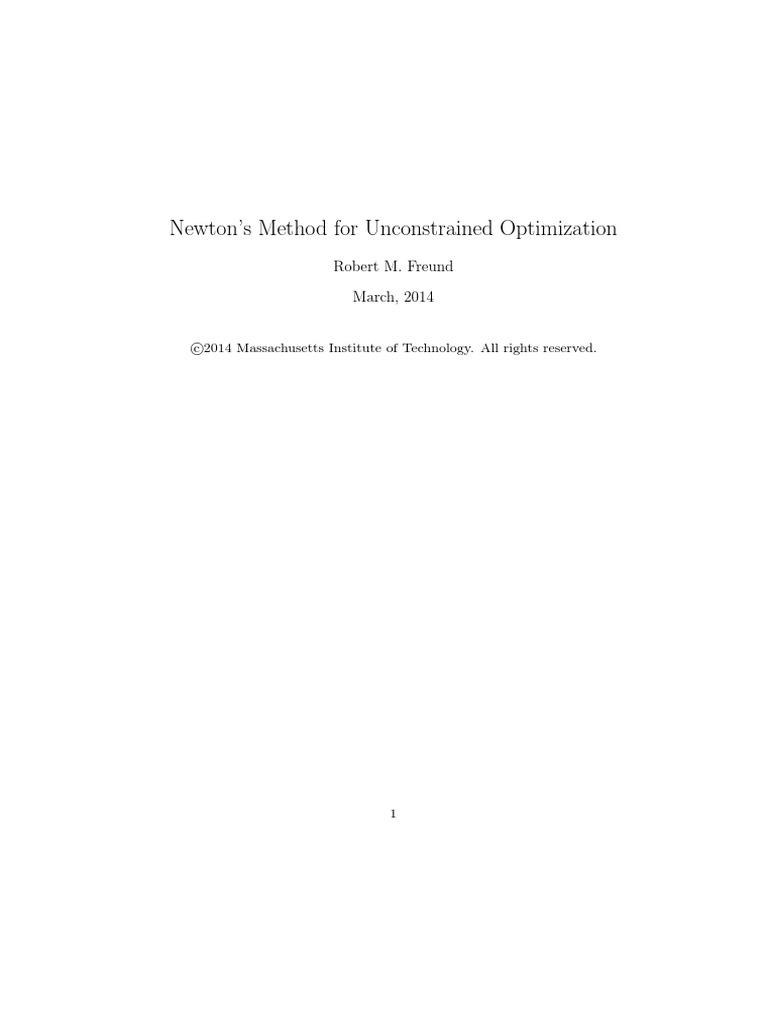 Newton S Method For Unconstrained Optimization Pdf Mathematical Optimization Derivative