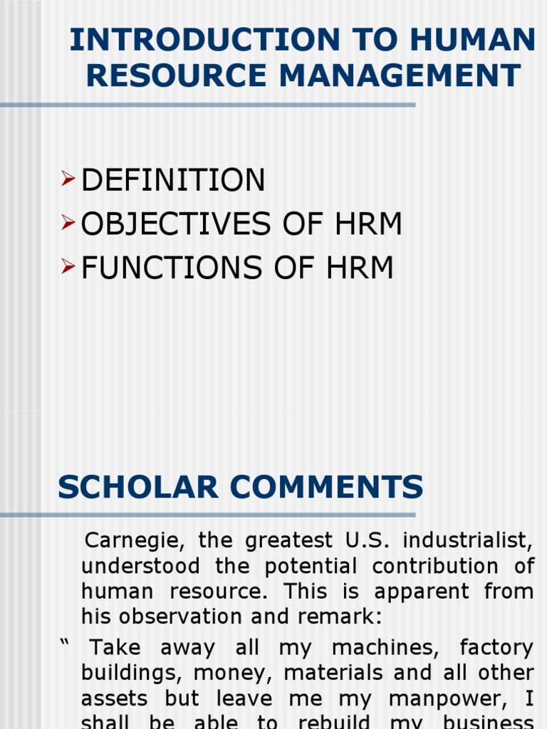 A Comprehensive Overview of Human Resource Management: Definitions ...