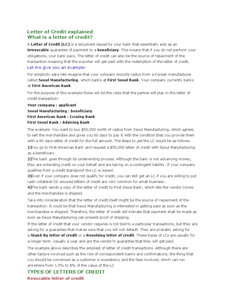 Understanding Letters of Credit | PDF | Letter Of Credit | Credit