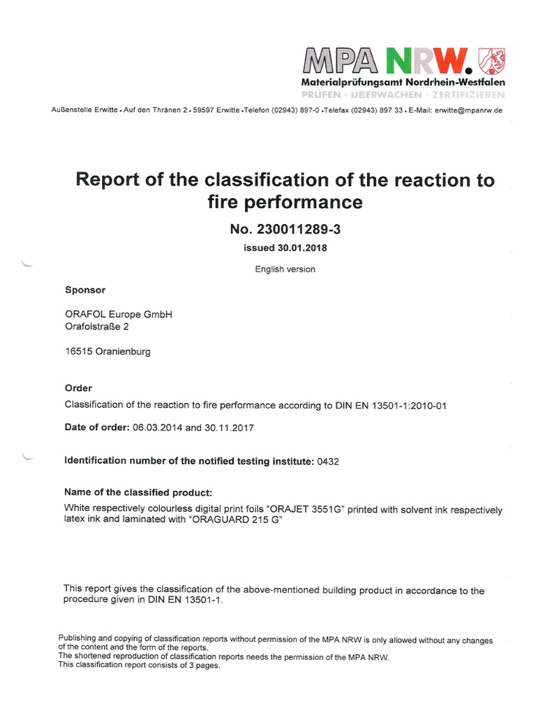 Certificazione Reazione Al Fuoco Normativa DIN en 13501-1 818 - 5505 ...