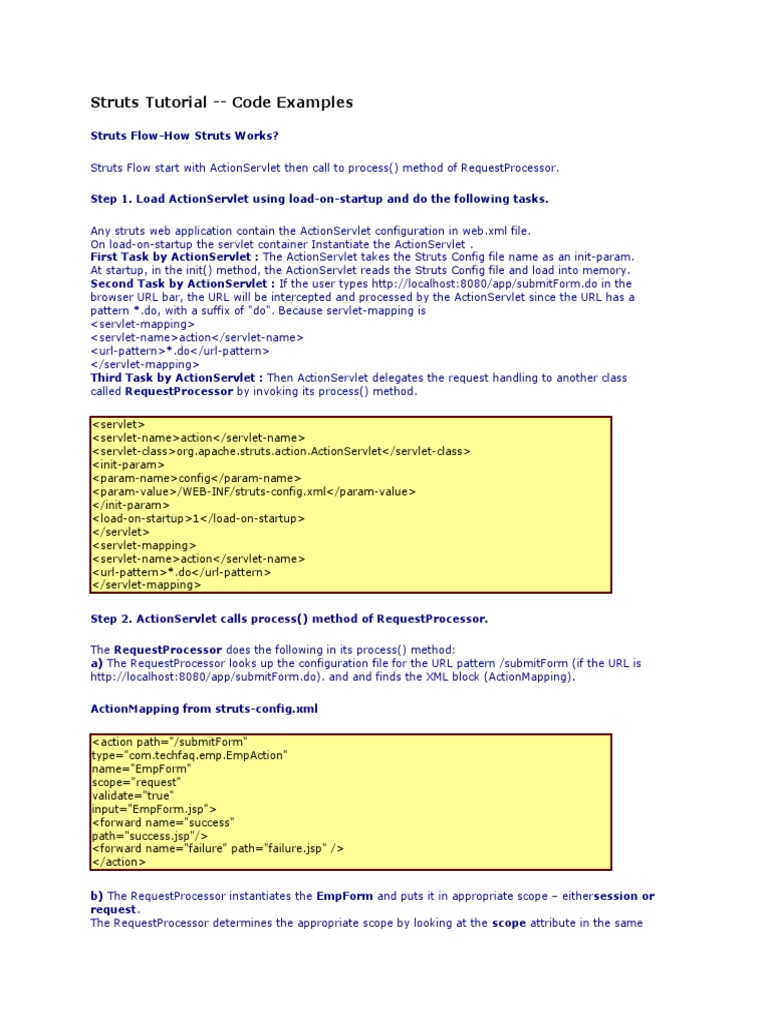 Struts Tutorial - Code Examples | PDF | Web Development | Internet