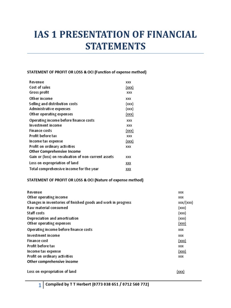 IAS 1 Presentation of Financial Statements (2021) | PDF | Expense ...
