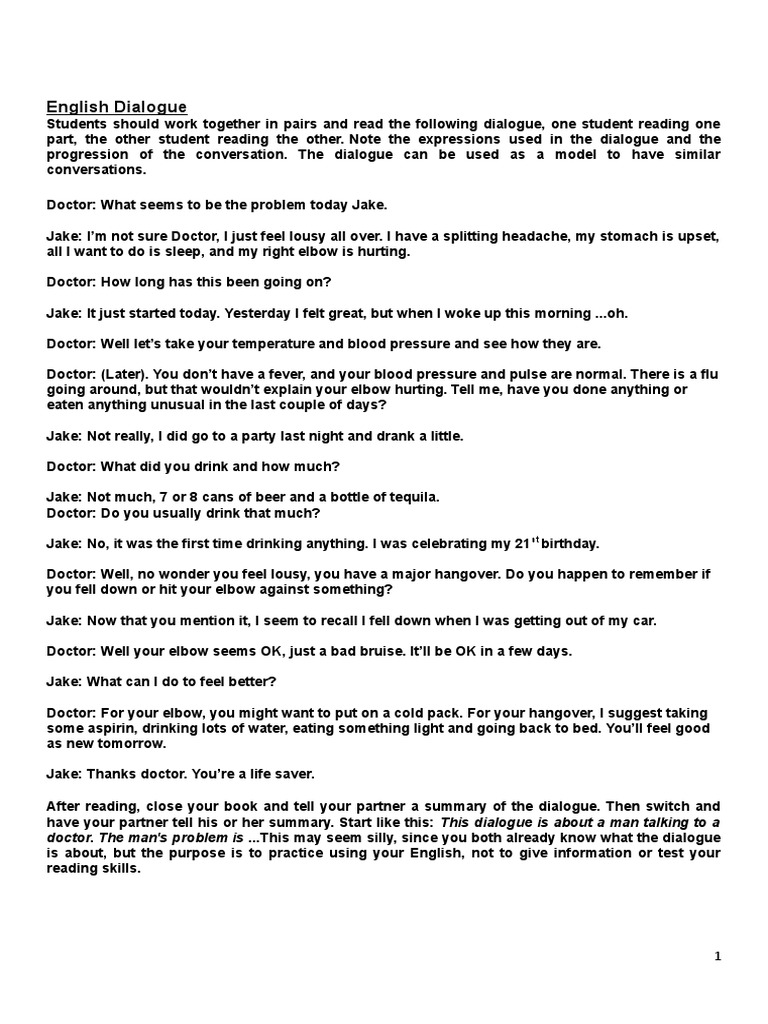English Dialogue - at A Doctor | PDF