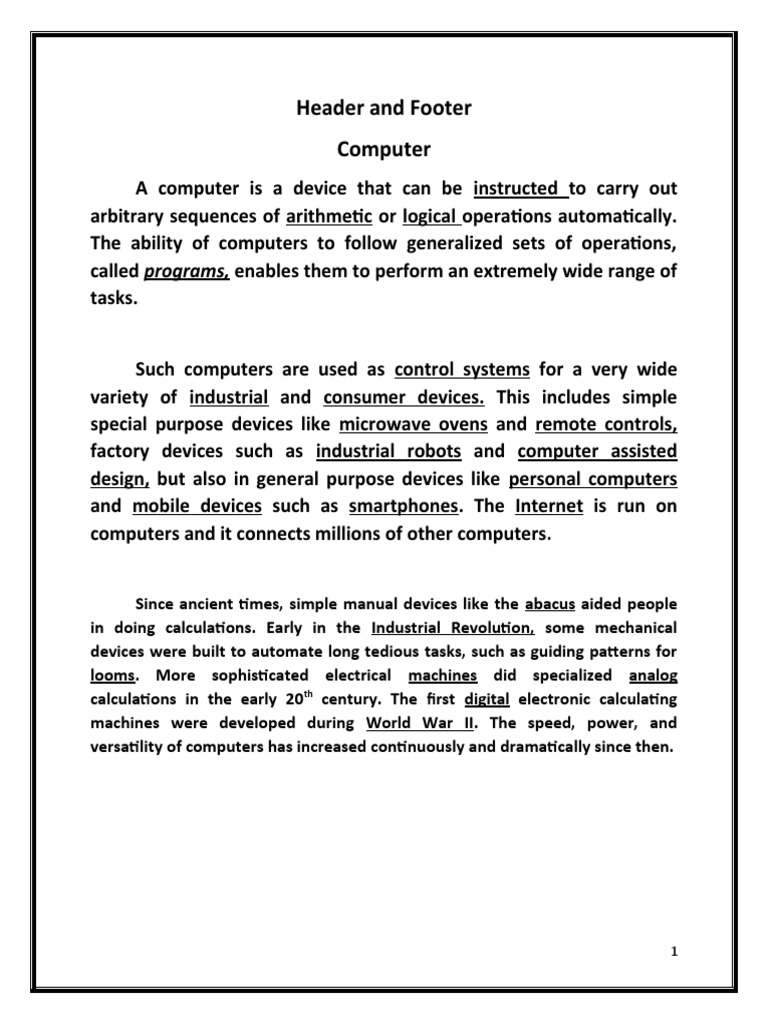 Header and Footer | PDF | Art | Computers