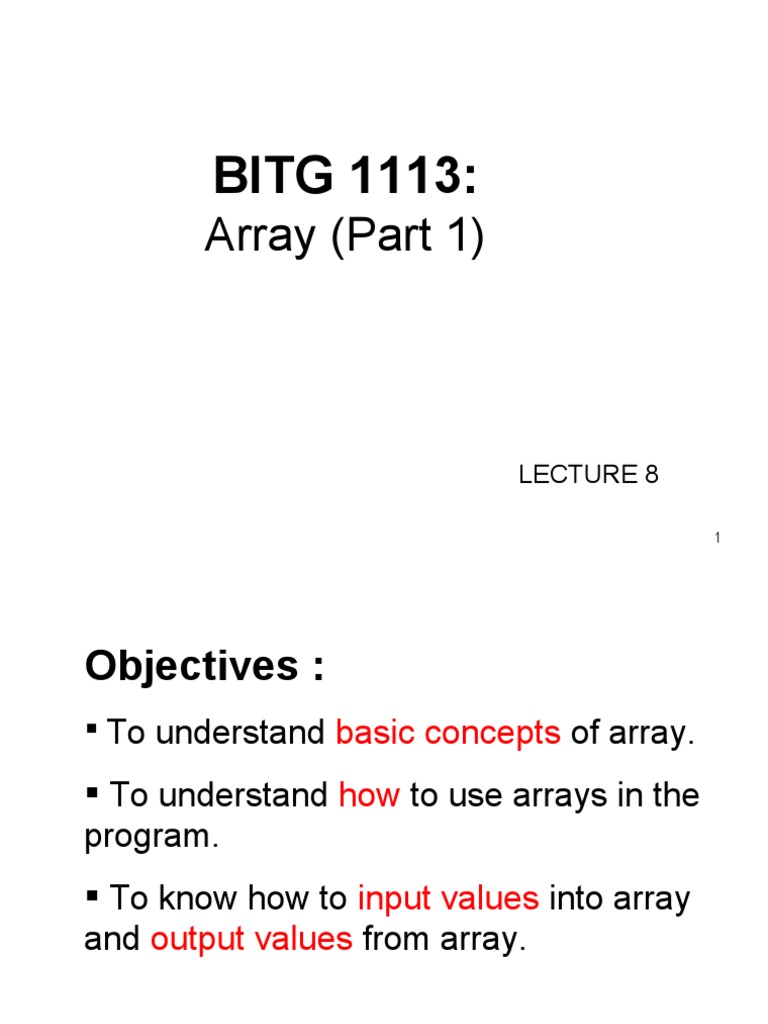 C Array Part1 1 Pdf Array Data Type Array Data Structure 2730