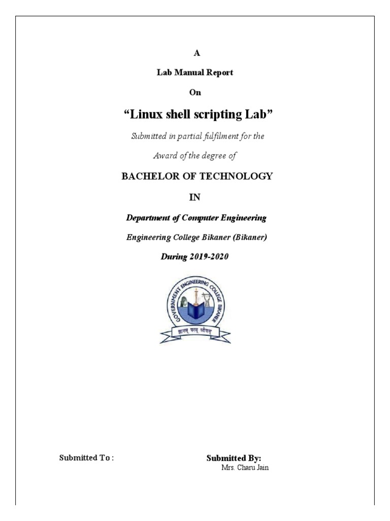 "Linux Shell Scripting Lab": Bachelor of Technology IN | PDF | Computer ...