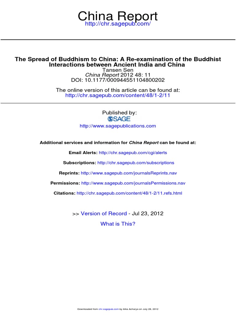 Tansen Sen 沈丹森 - The Spread of Buddhism to China 佛教传播 | PDF | Han Chinese