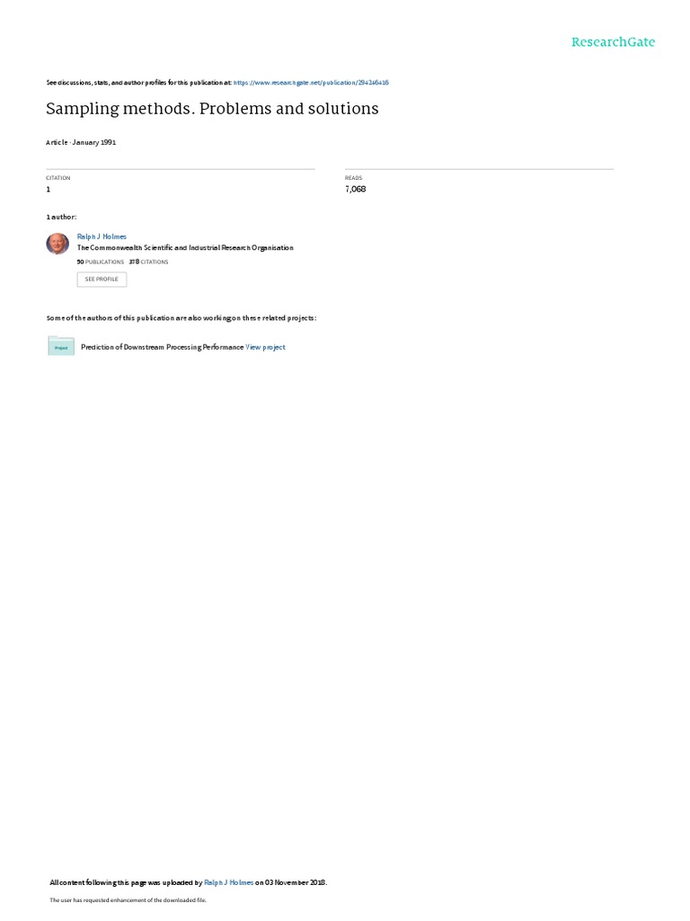 Sampling Methods. Problems and Solutions: January 1991 | PDF | Sampling ...