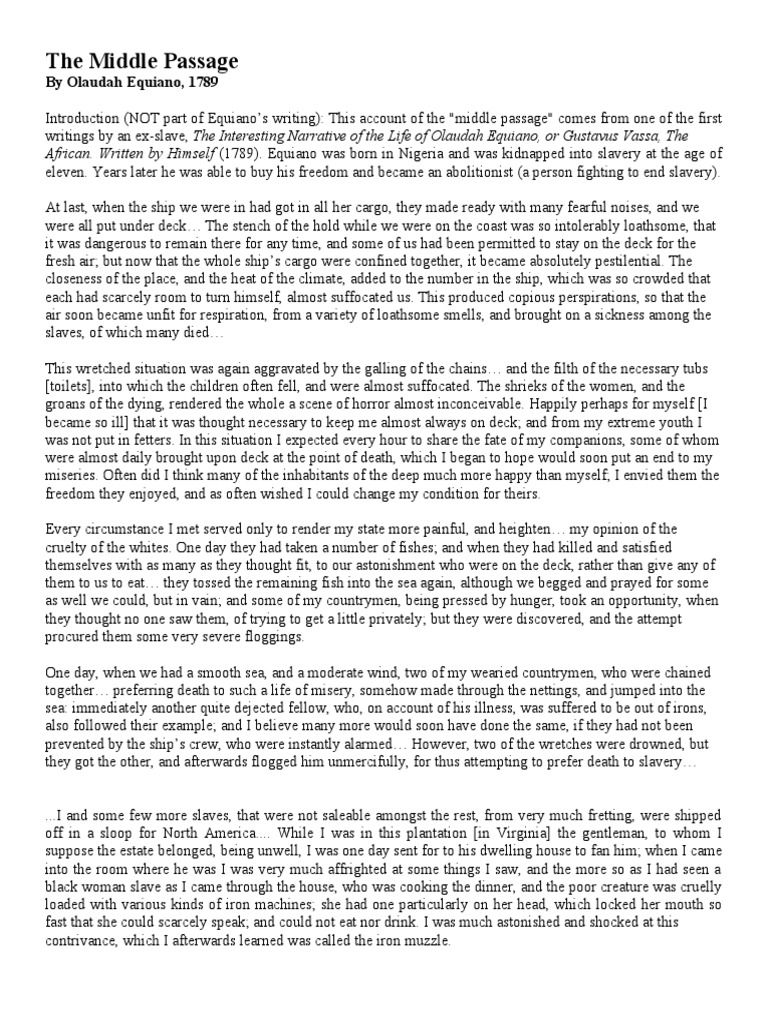 Equiano Middle Passage | PDF | Olaudah Equiano | Slavery