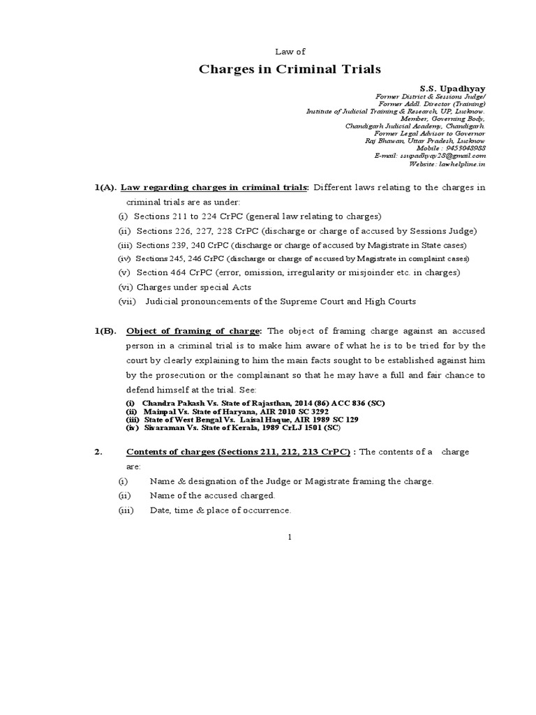 Charges in Criminal Trials | PDF | Prosecutor | Trials