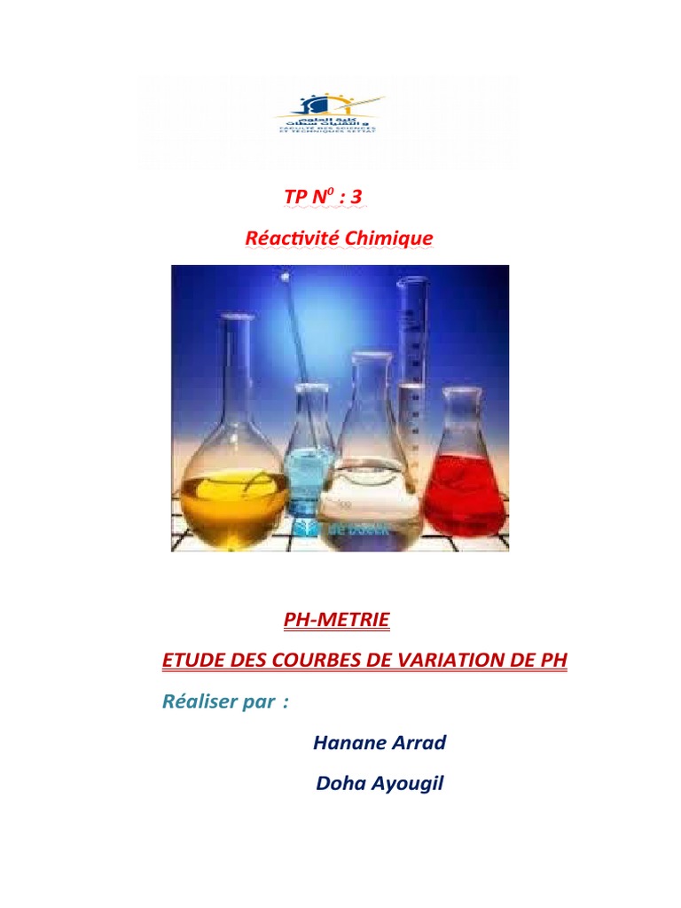 TPN: 3 Réactivité Chimique: Ph-Metrie Etude Des Courbes de Variation de PH | PDF | Titrage | Chimie