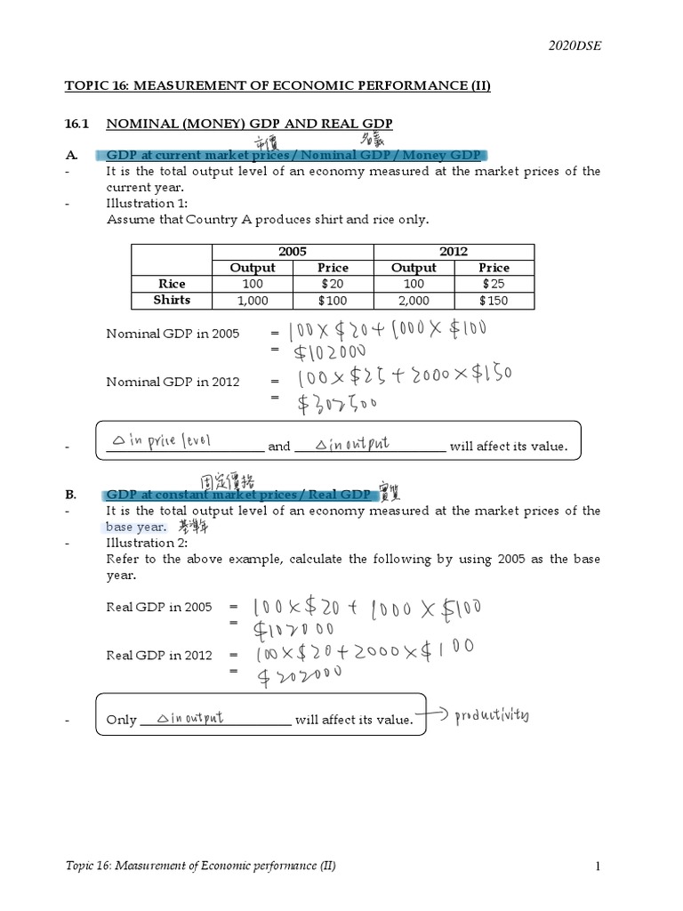 Topic 16 - Measurement of Economic Performance (II) | PDF | Gross ...