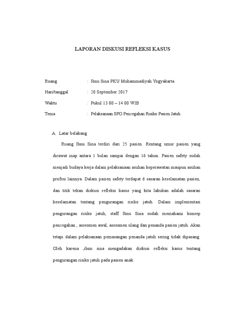 Contoh Laporan Diskusi Refleksi Kasus | PDF
