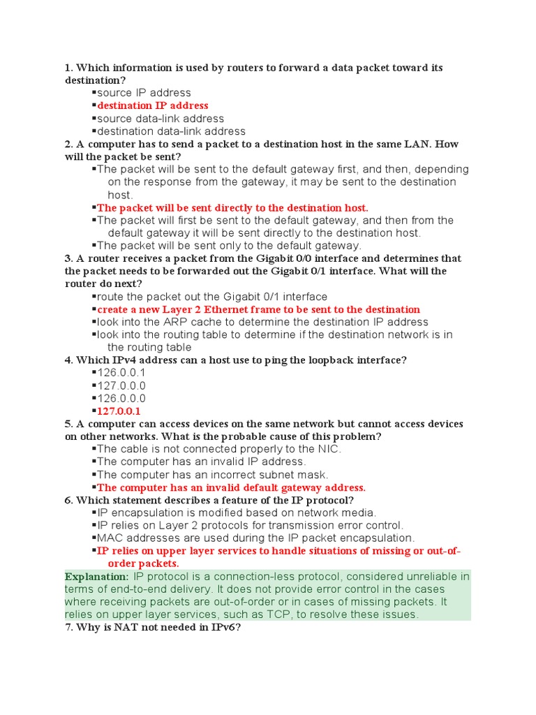 CCNA Chapters 8-10 | Download Free PDF | Internet Protocols | Computer Network