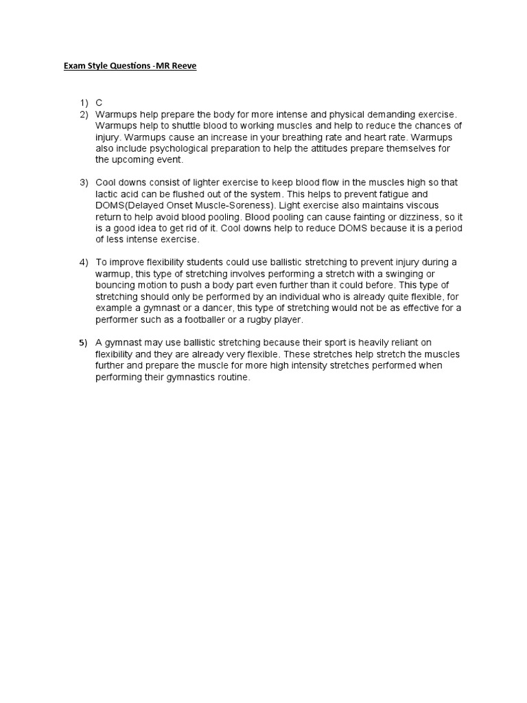 Exam Style Questions - MR Reeve | PDF