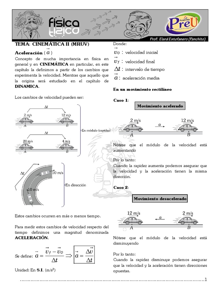 Folleto de Cinemática II (Mruv) 2021 | PDF | Aceleración | Cinemática