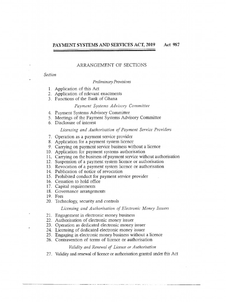 Payment Systems and Services Act 2019 Act 987 | PDF