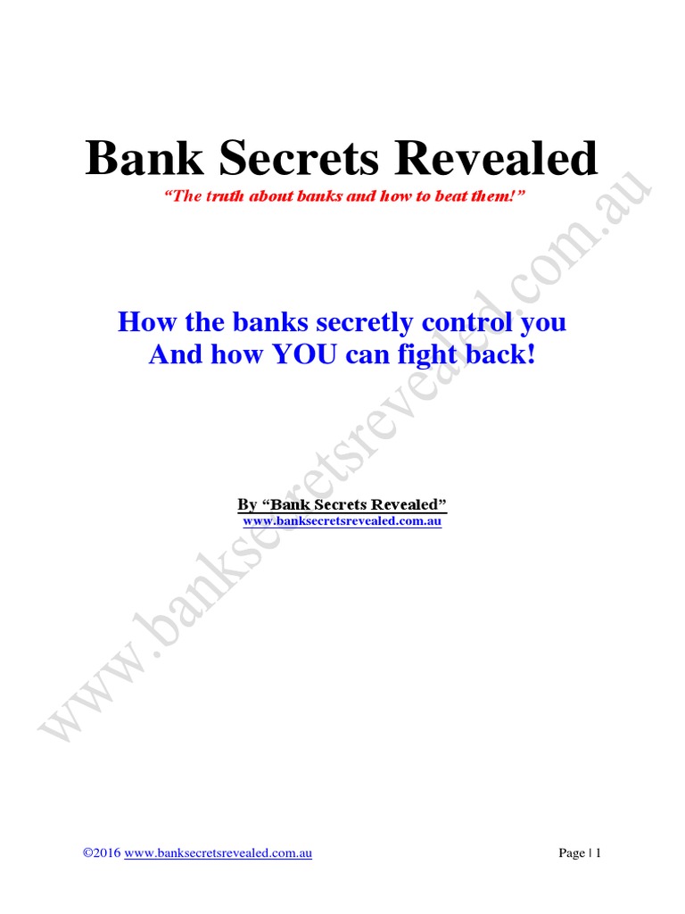 Bank Secrets Revealed E Book | PDF | Loans | Banks