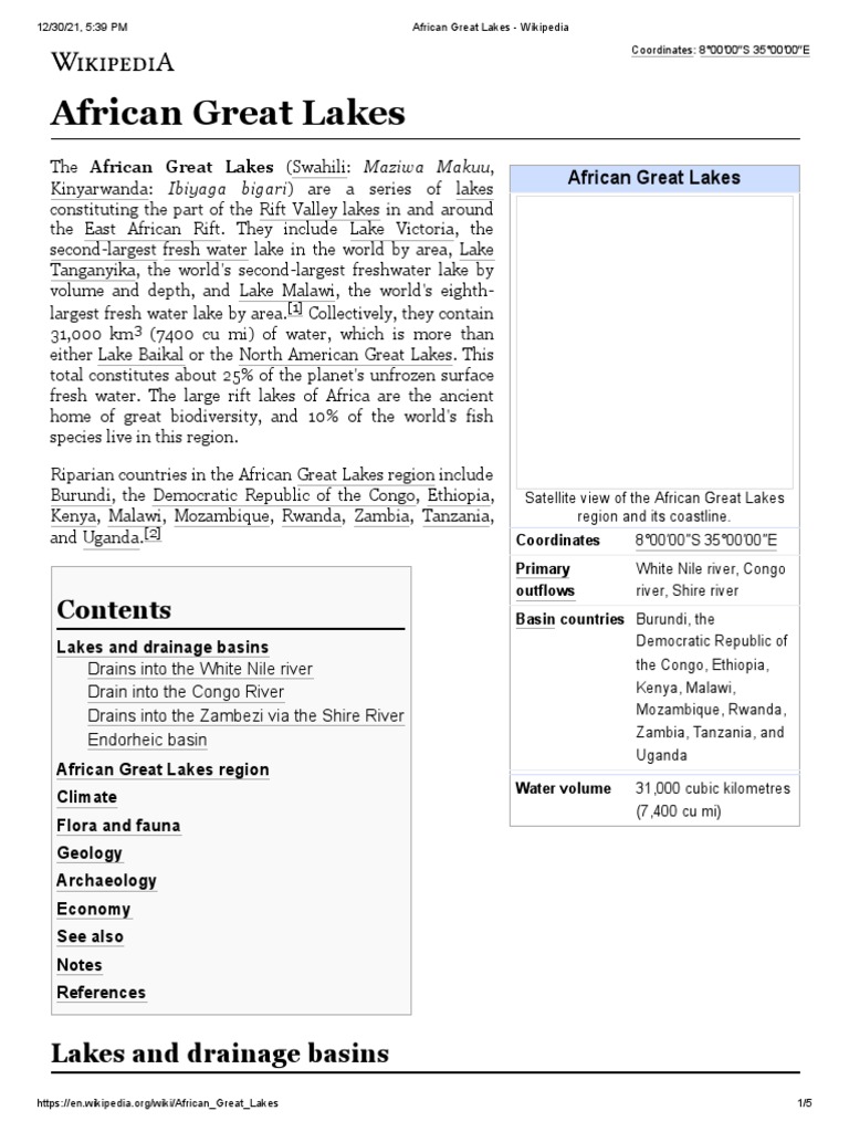 Overview of Africa's Great Lakes Region | PDF