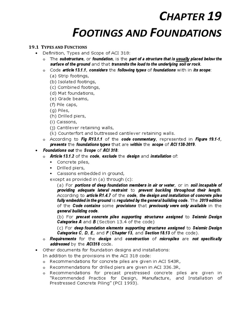 Chapter 19. Footing and Foundation 21.11.28 | PDF | Deep Foundation ...