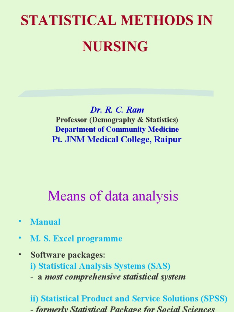 Statistical Methods in Nursing Analysis | PDF | Correlation And Dependence | Statistics