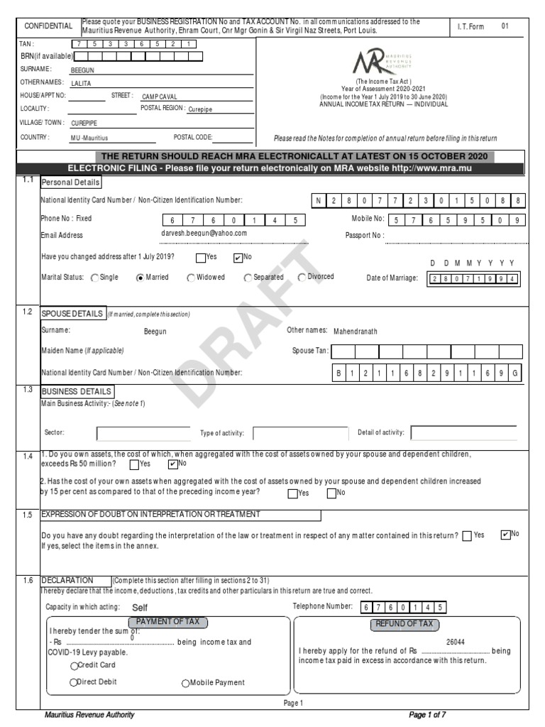 Draft: The Return Should Reach Mra Electronicallt at Latest On 15 ...