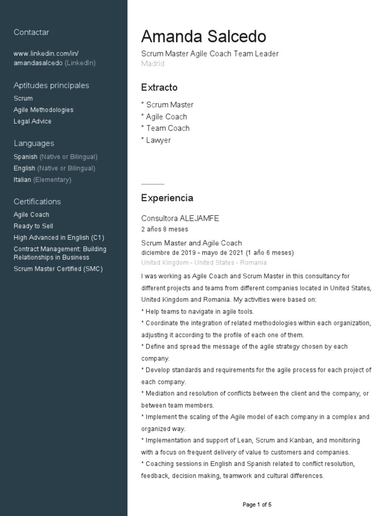 Amanda Salcedo: Agile Coach & Lawyer | PDF | Agile Software Development ...