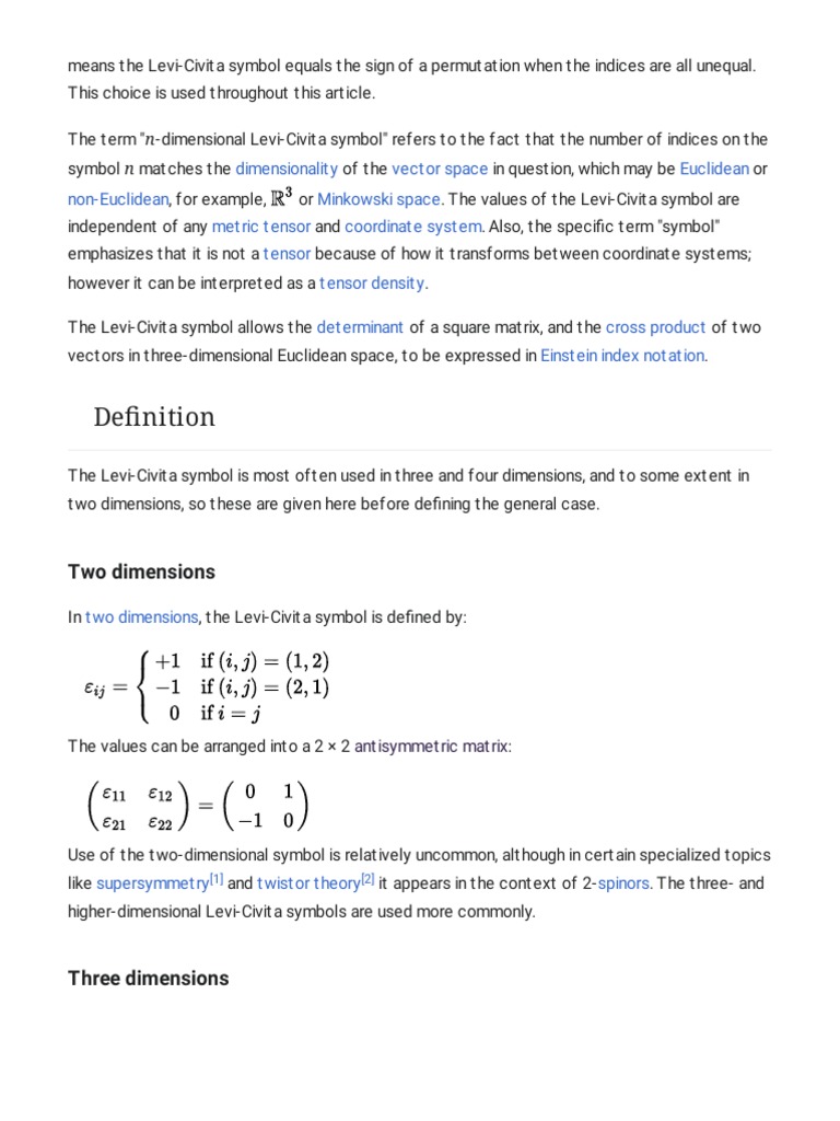 Levi-Civita Symbol - Wikipedia | PDF | Geometry | Theoretical Physics