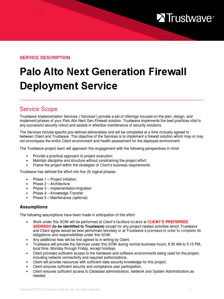 Trustwave TPP Palo Alto Next Generation Firewall Deployment Service ...