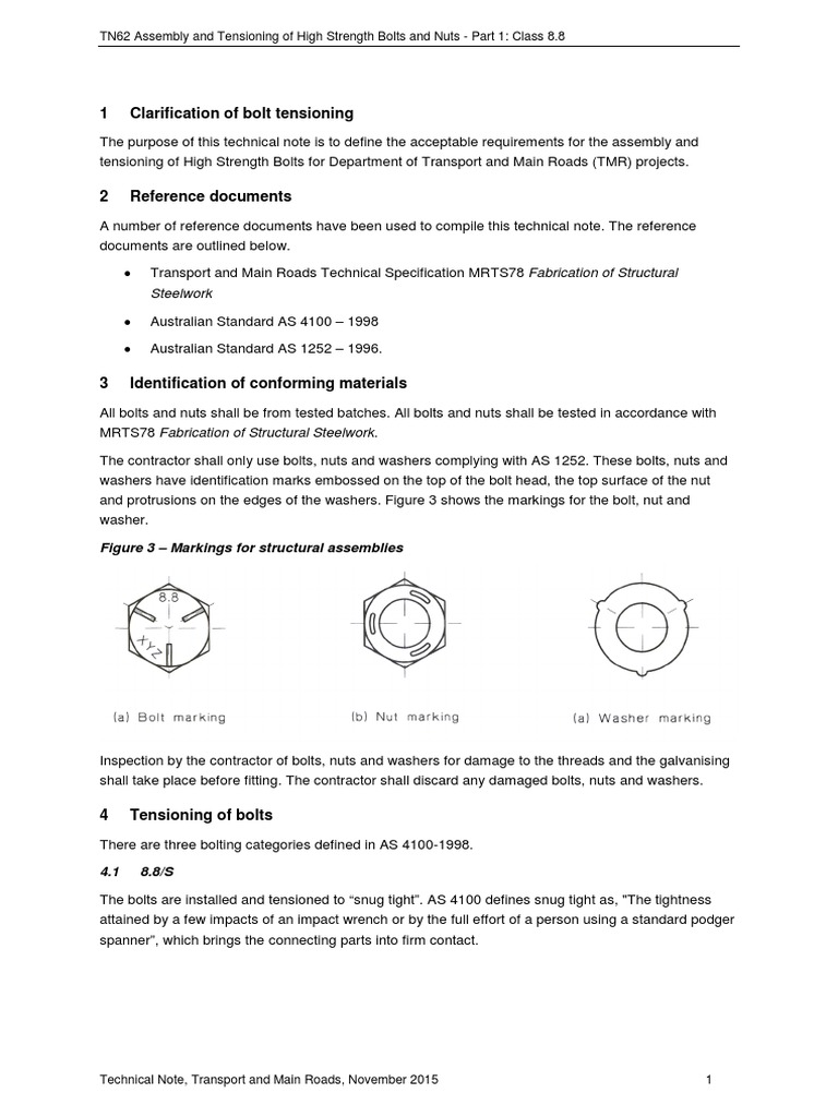 1 Clarification of Bolt Tensioning: Steelwork | PDF