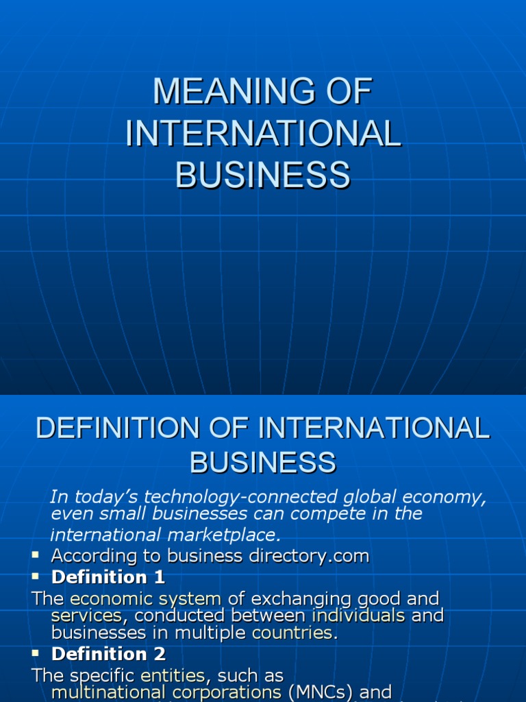 Meaning of International Business | PDF