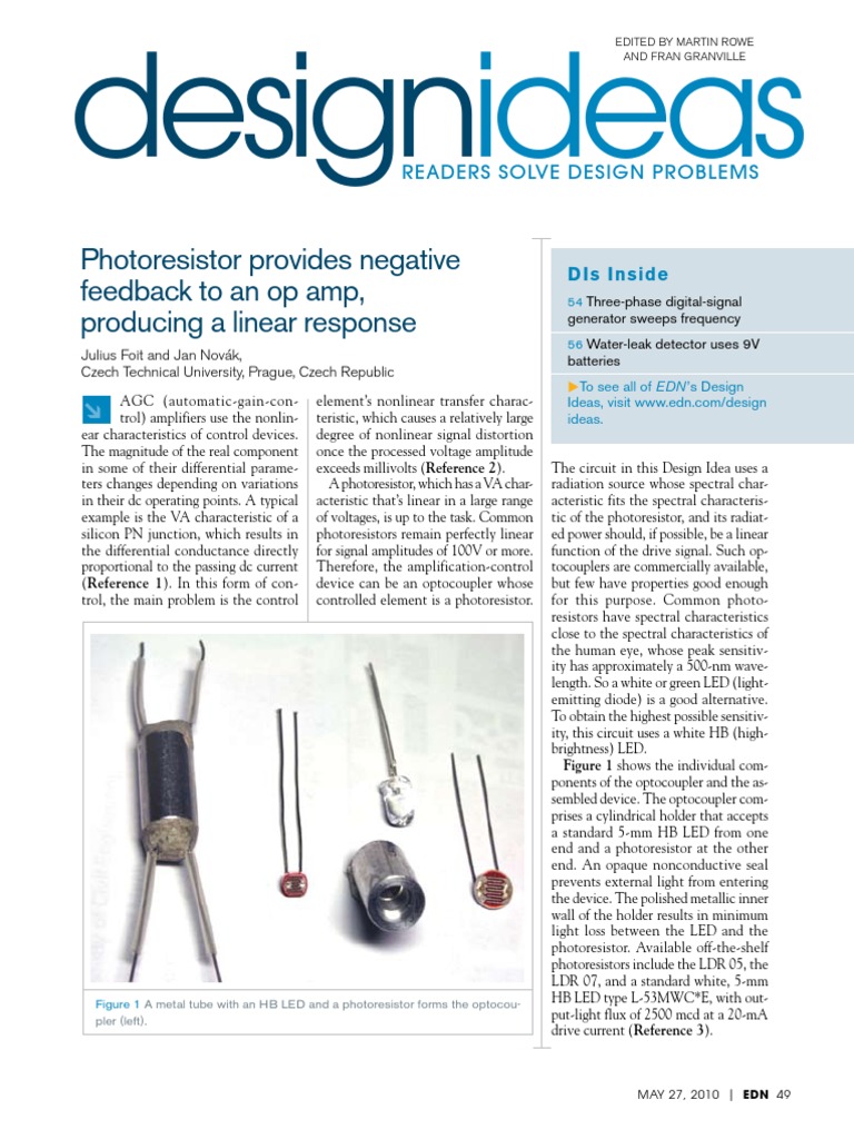 25274-Photoresistor Provides Negative Feedback To An Op Amp Producing A ...