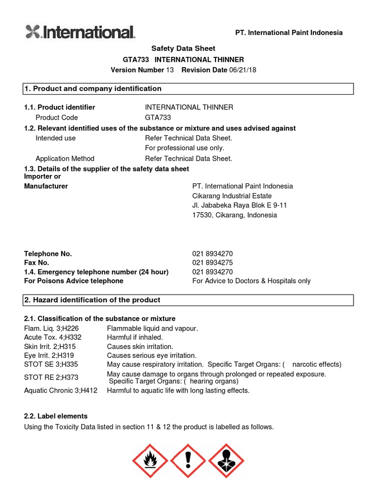 Safety Data Sheet | Download Free PDF | Toxicity | Solvent