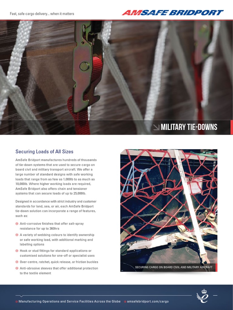 Military Tie-Downs Datasheet | PDF | Cargo | Transport