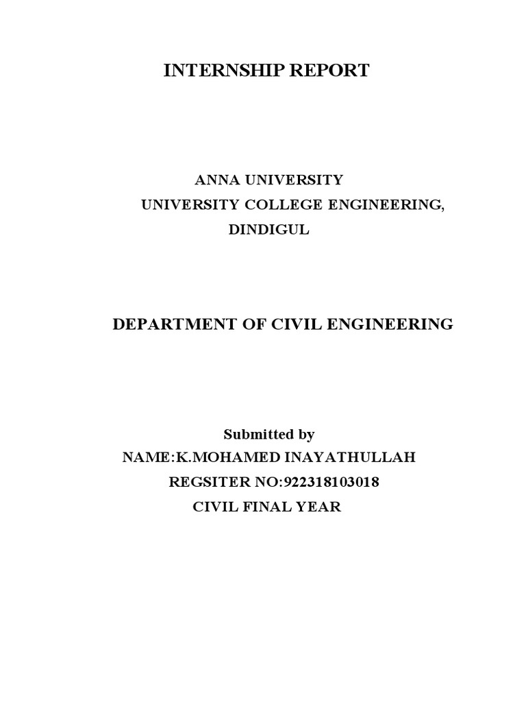 Internship Report | PDF | Civil Engineering | Engineering
